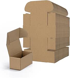 RLAVBL 4.6x2.2x2.2 Small Shipping Boxes Set of 100, Brown Corrugated ...