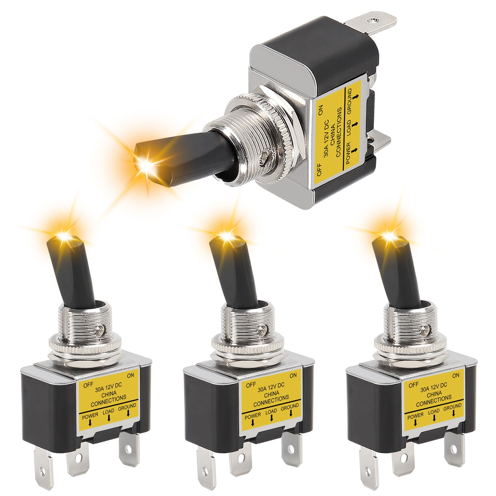 Snapklik.com : 4PCS Yellow LED Toggle Switch 30 Amp 12 Volt Toggle ...