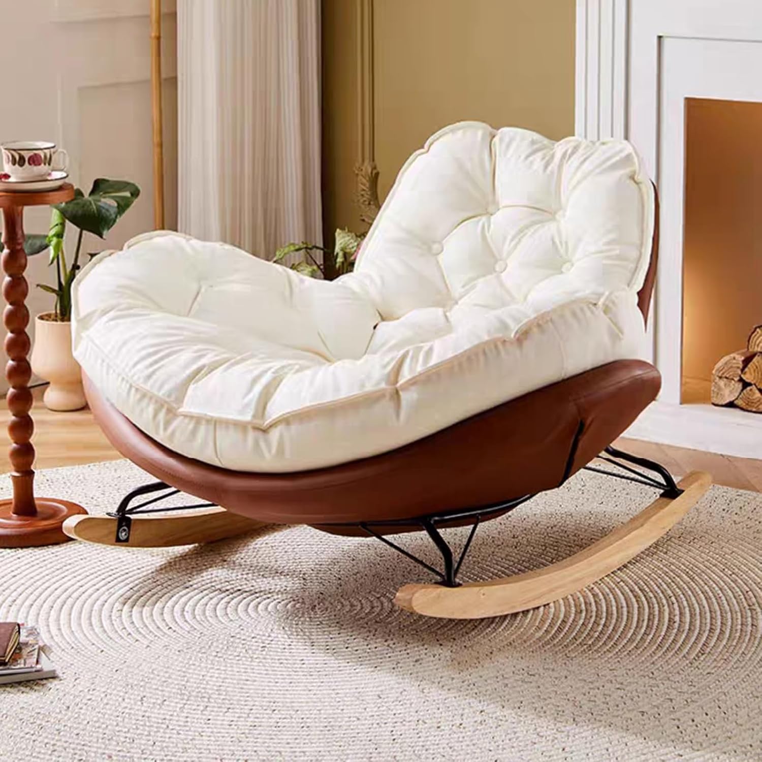Amazon.com: NRNQMTFZ Upholstered Rocking Chair, Nursery Rocking Chair ...