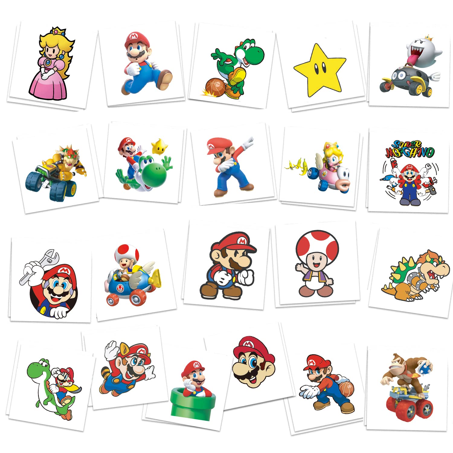 Buy 42 Pcs Mario Temporary Tattoos for Kids, Cartoon Tattoo Stickers ...
