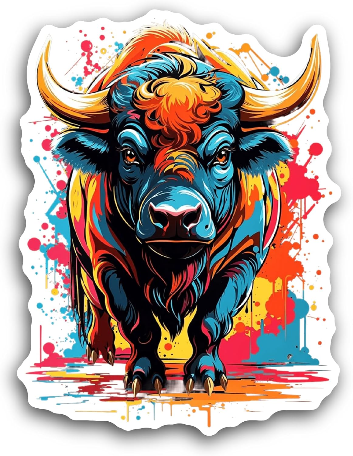 Amazon.com: 2 (Pieces) 3" and 5" Colorful Bull Sticker, Waterproof ...
