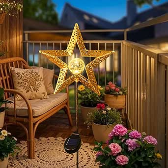 Star Solar Lights Garden Outdoor Decor Waterproof Metal Solar Stakes ...