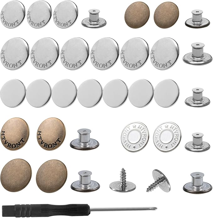 Amazon.com: HTVRONT Buttons for Jeans 32 Sets, Jean Buttons Replacement ...