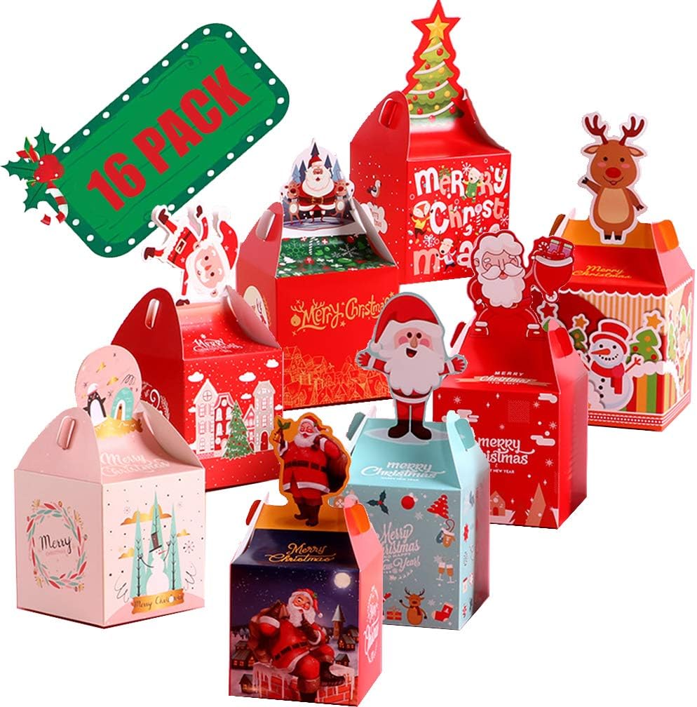 Amazon.com: 16 Pack 3D Small Christmas Boxes Goody Candy Cookie Paper ...