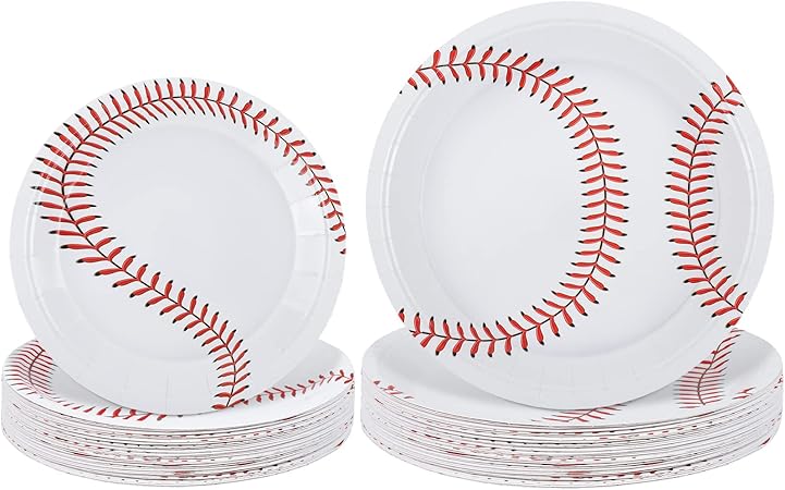 Amazon.com: Durony 48 Pack Baseball Plates - 9 Inch & 7 Inch Round ...