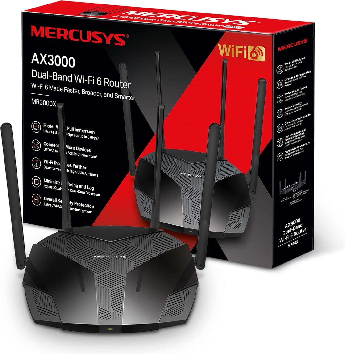 Mercusys TP-Link MR1500X AX1500Mbps Router WiFi 6 Dual-Band, Porta ...