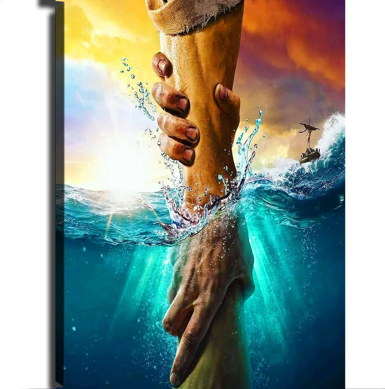 Amazon.com: Jesus Christ Savior Save From Water Poster Wall Art Canvas ...