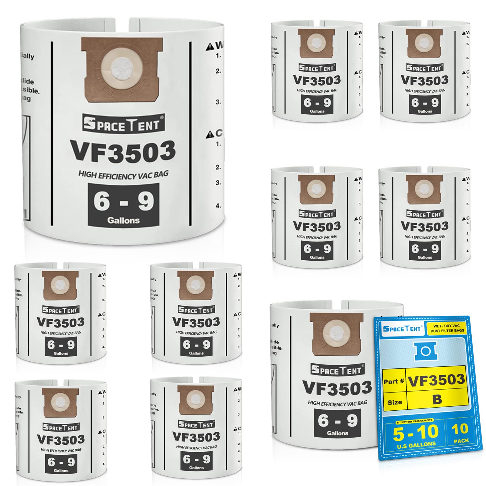 Snapklik.com : SpaceTent 10 Pack Rigid VF3503 Repalcement Shop Vac ...