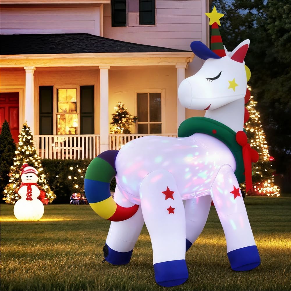 Jingle Jollys Large Christmas Inflatable Unicorn with Lights, 1.8M Tall ...