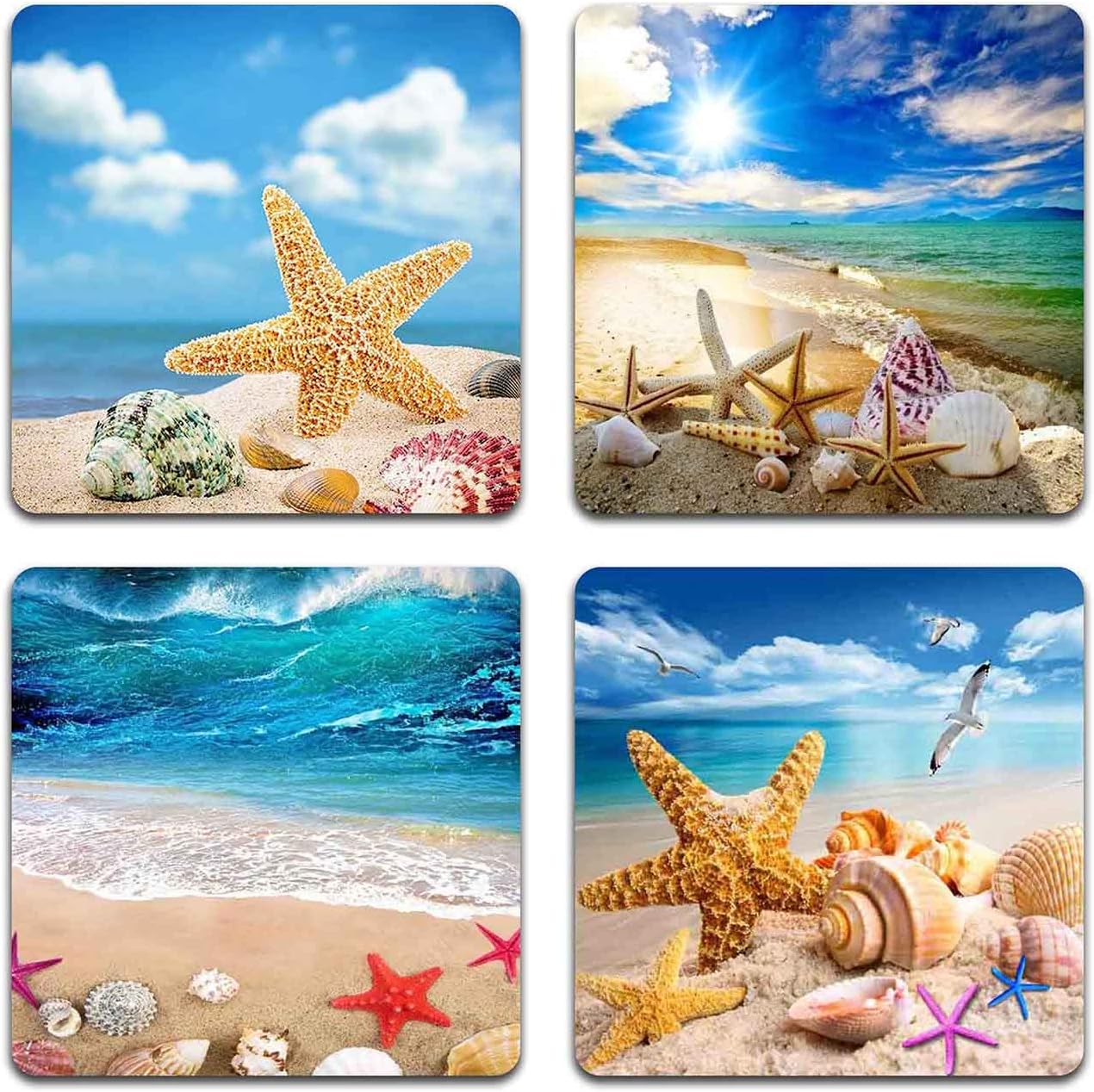 Amazon.com: Beachcombers Beaded Shell Coasters Set of 4, S/4 White and ...