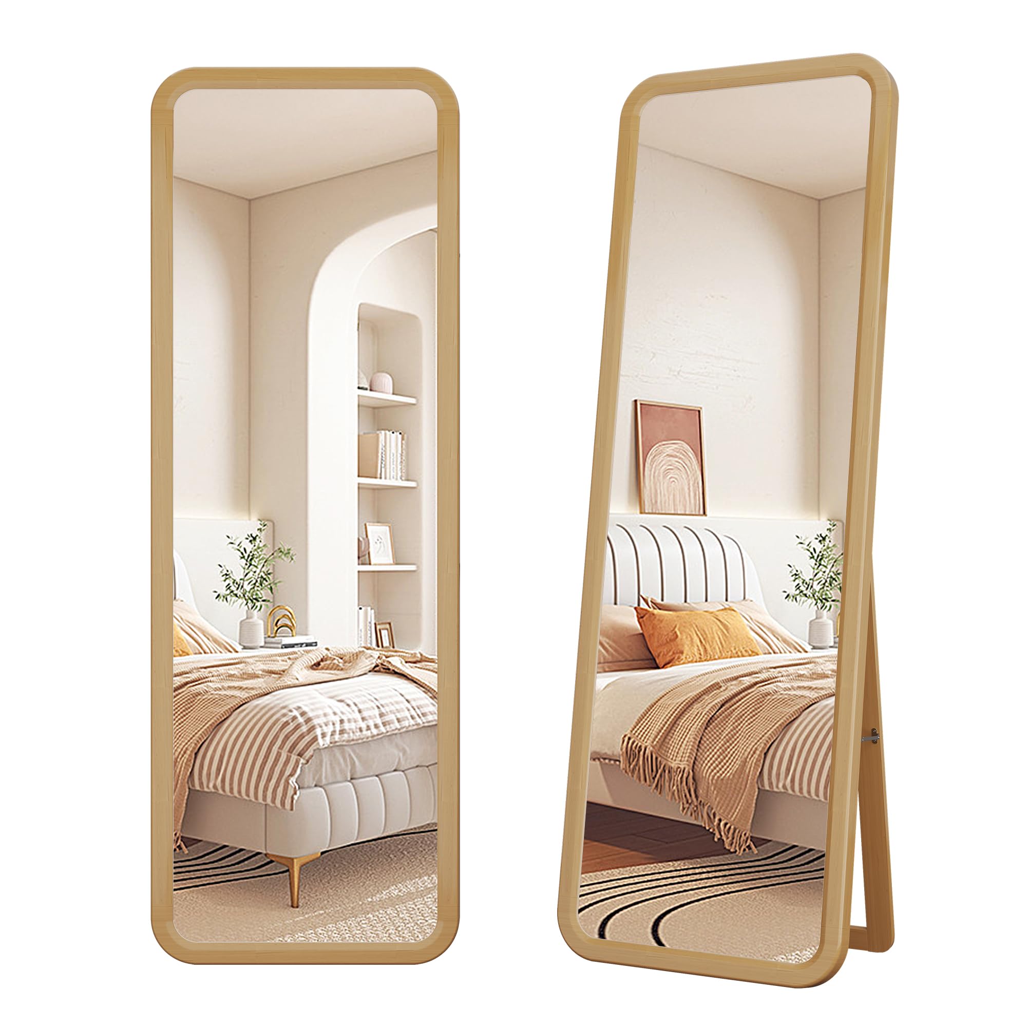 Amazon.com: dnbss 63"x22" Wooden Full Length Mirror, Large Full Body ...