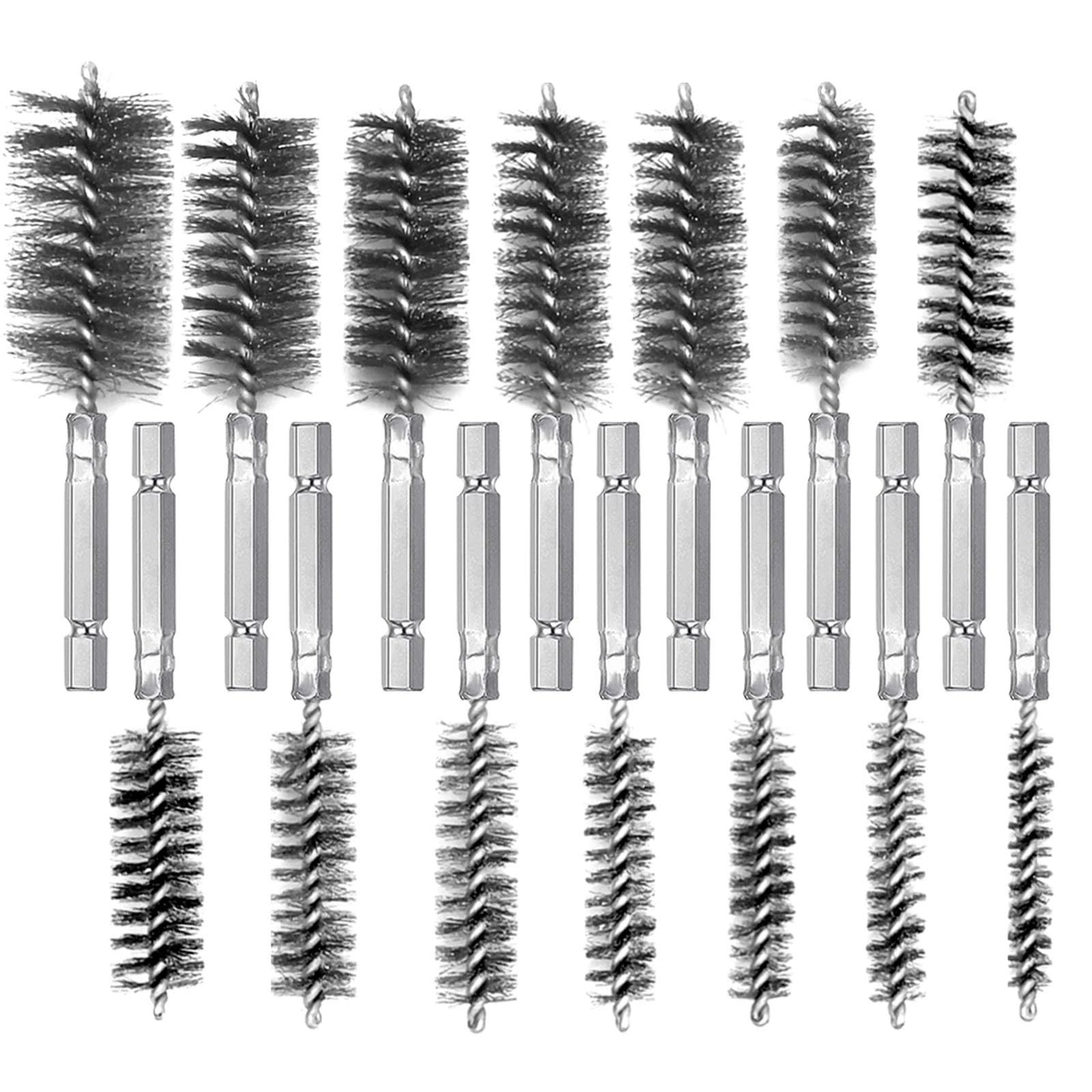 Wire Brush Set, Stainless Steel Bore Cleaning Brushes 8-25mm w/ 1/4 ...