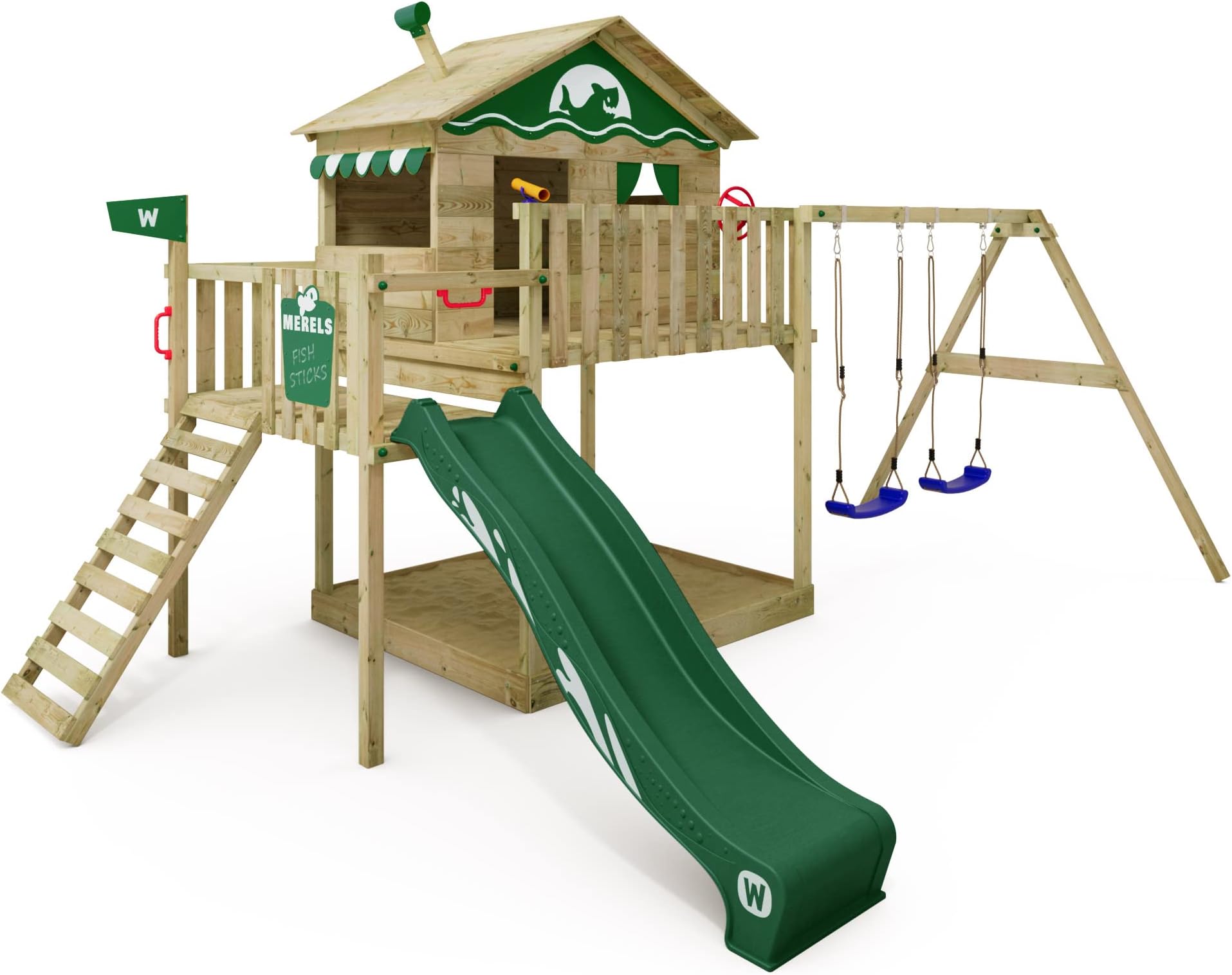 KidKraft First Play Wooden Swing Set with Slide, Toddler Climbing Frame ...