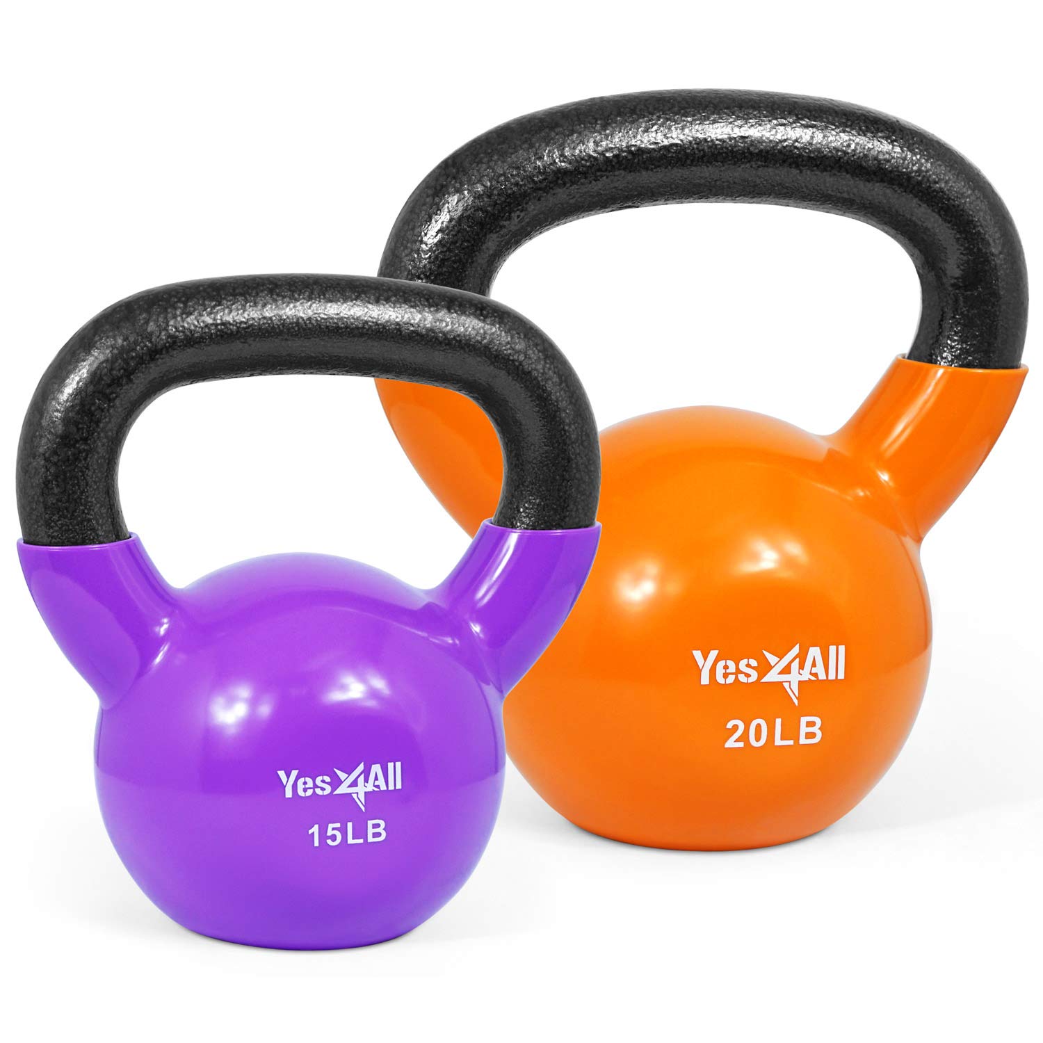 Home Gym Kettlebell Yes4All Cast Iron Kettlebell Set – 5, 10, 15, 20 ...