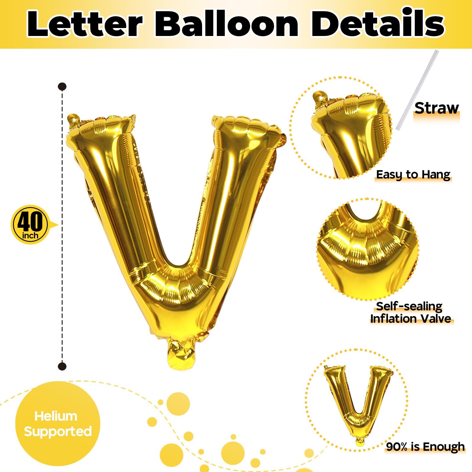 Snapklik.com : Gold Alphabet Balloons, 40 Inch Custom Name Balloons ...