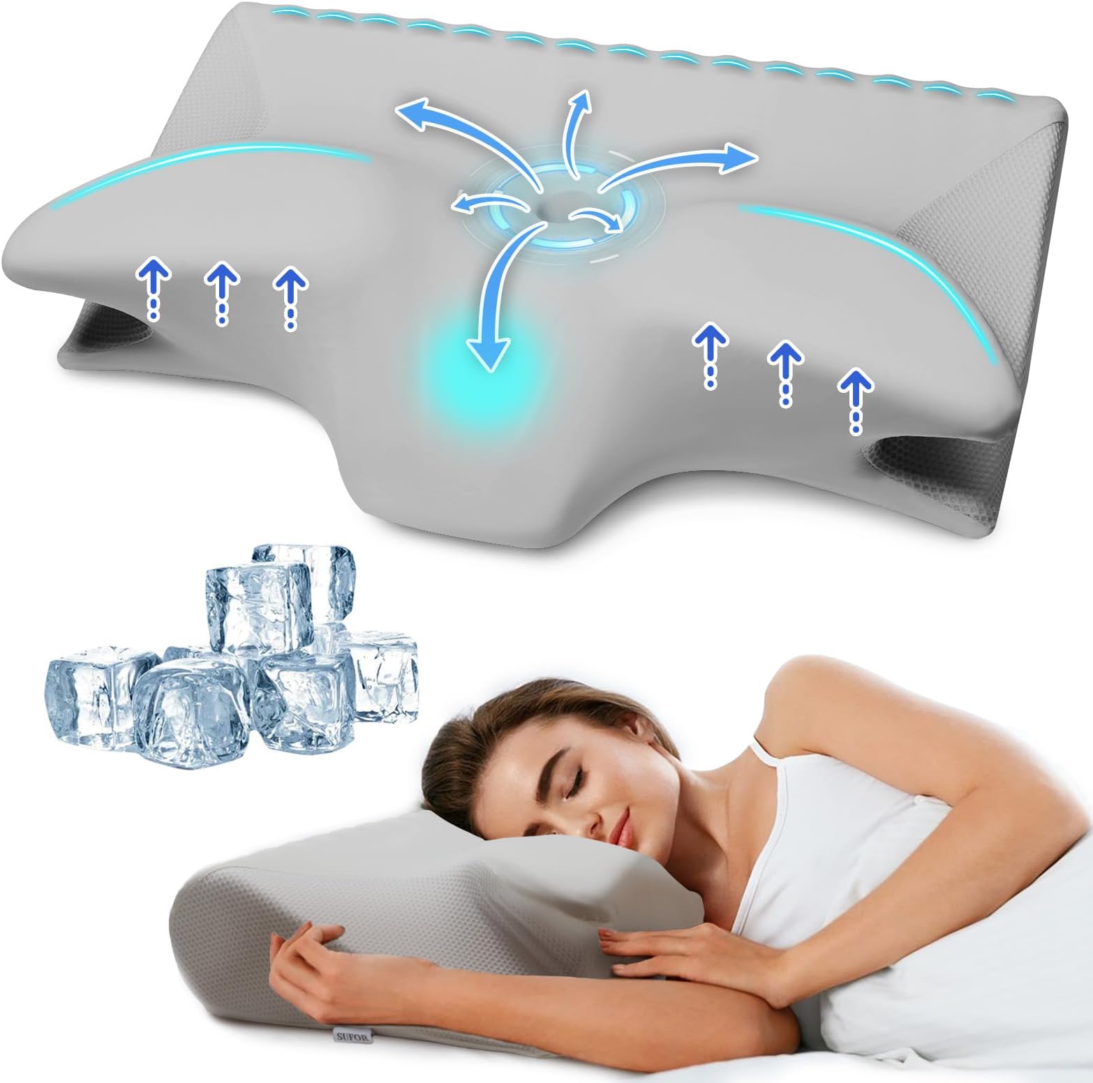 Amazon.com: GUPAY Cervical Pillow for Neck Pain Relief - Contour Memory ...