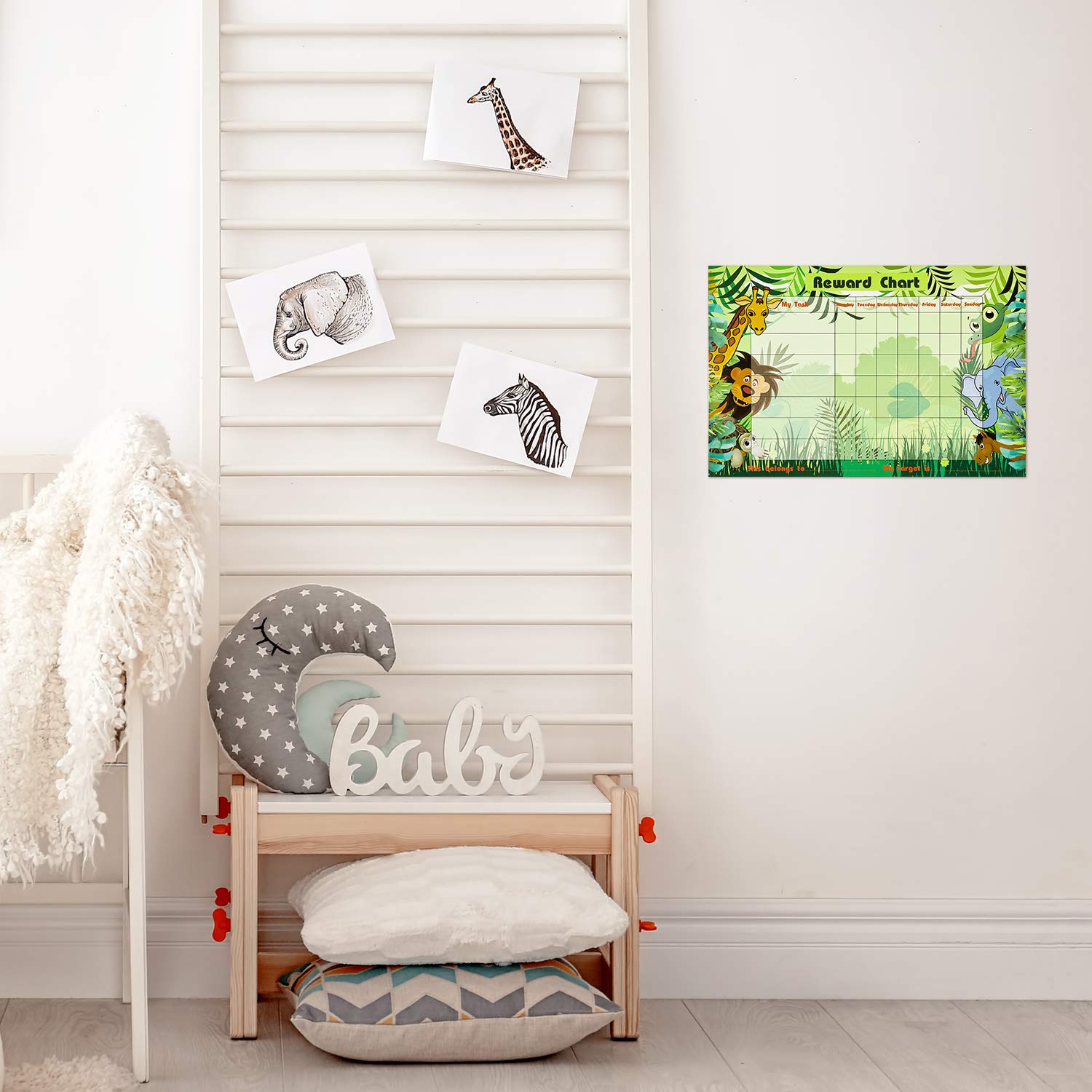 Buy Outus 12 Pieces Reward Chart with Stickers Includes 6 Pieces Jungle ...