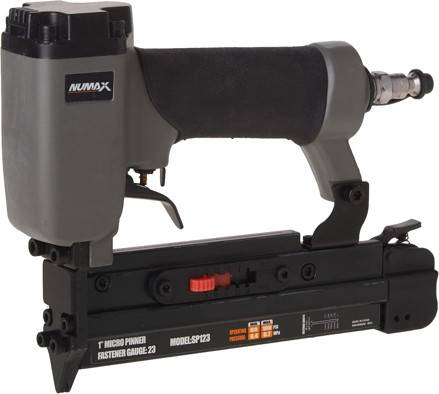 Numax SP123 Pneumatic 23-Gauge 1" Micro Pin Nailer, Grey, Black ...