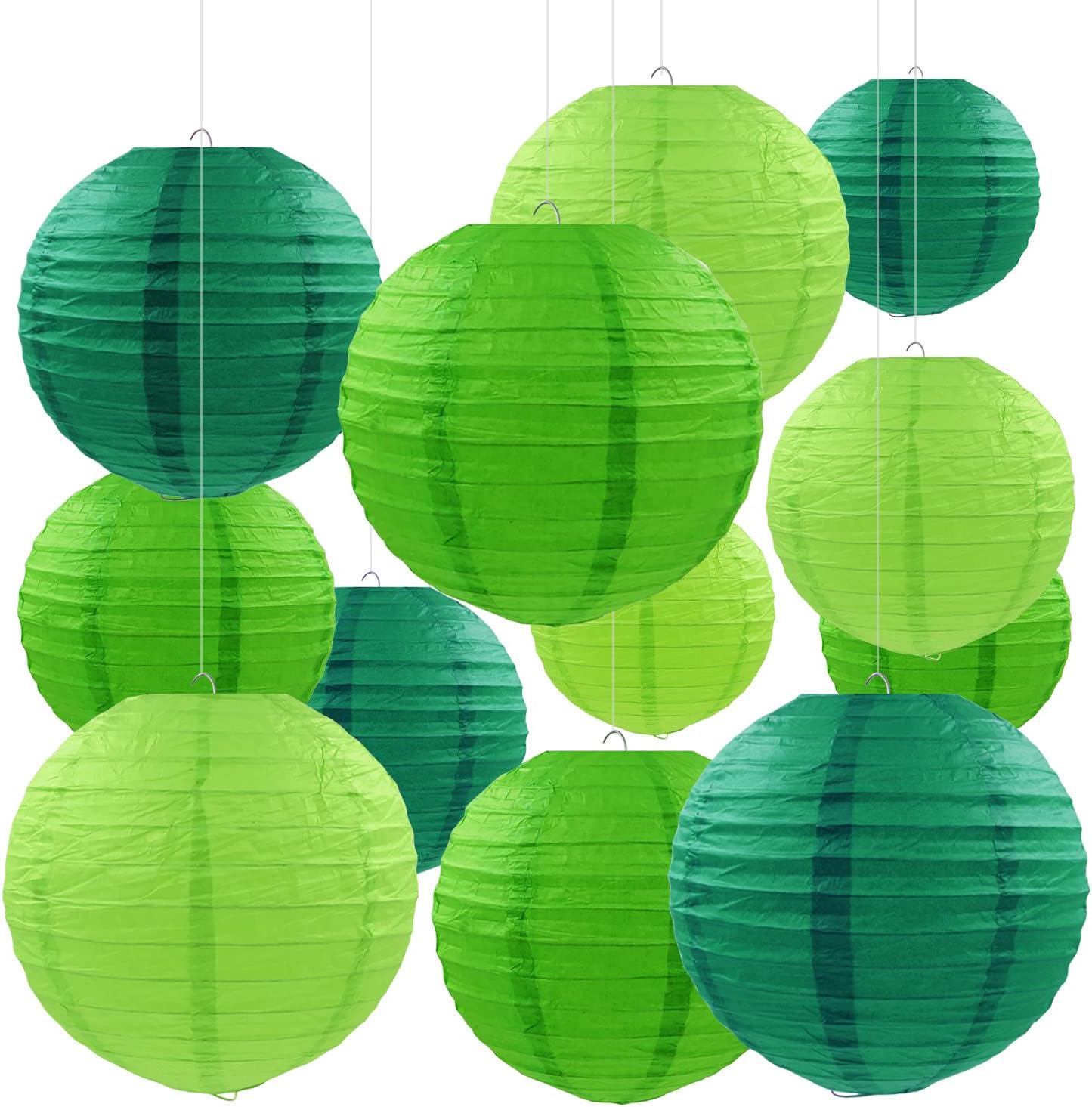 PheiLa 12 Pcs Green Party Paper Lanterns Green Party Supplies Round ...