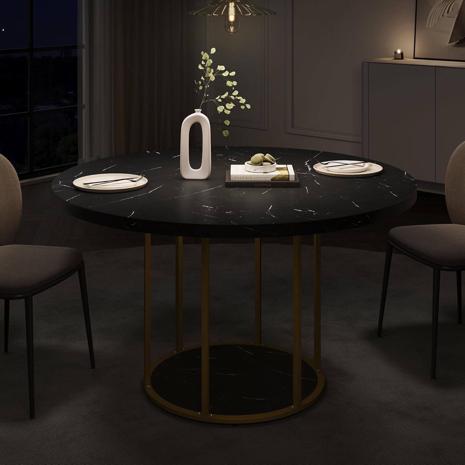 Amazon.com - Round Dining Table for 4, 47.24 Inch Round Table, Wooden ...