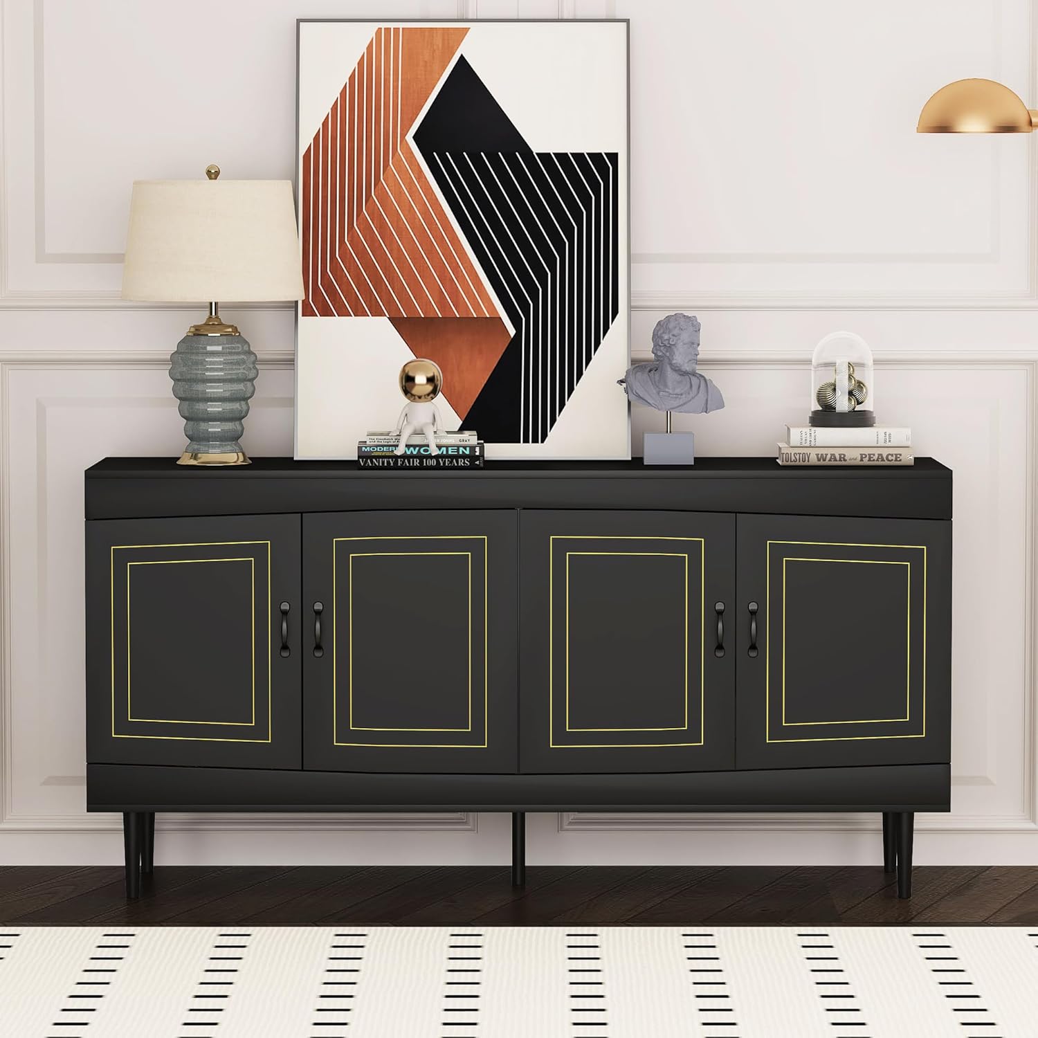 Amazon.com - PHOYAL Cabinet, 63'' Modern Kitchen Storage Buffet with 4 ...