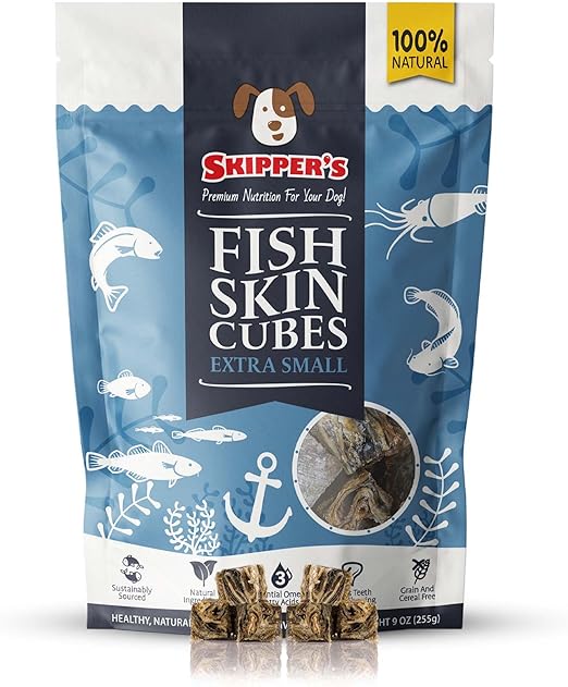 Amazon.com : SKIPPER'S Cod Fish Skin Extra Small Jerky Cubes - Gently ...
