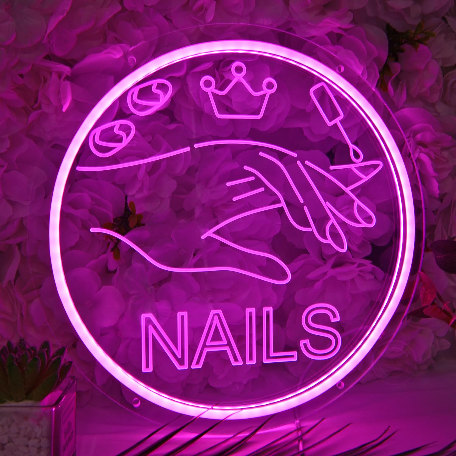Amazon.com : Britrio Nails Neon Sign Light Pink Nails Spa Beauty Salon ...
