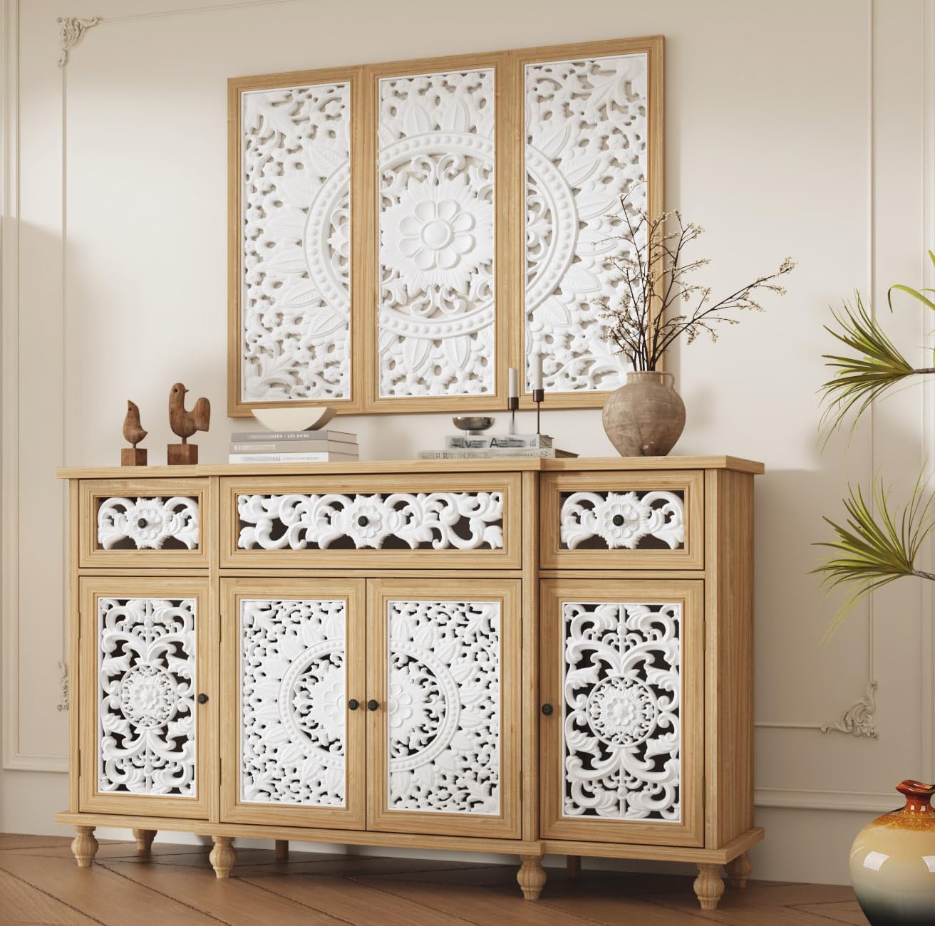 Amazon.com: Timechee Modern Living Room Storage Cabinet, Decorative ...
