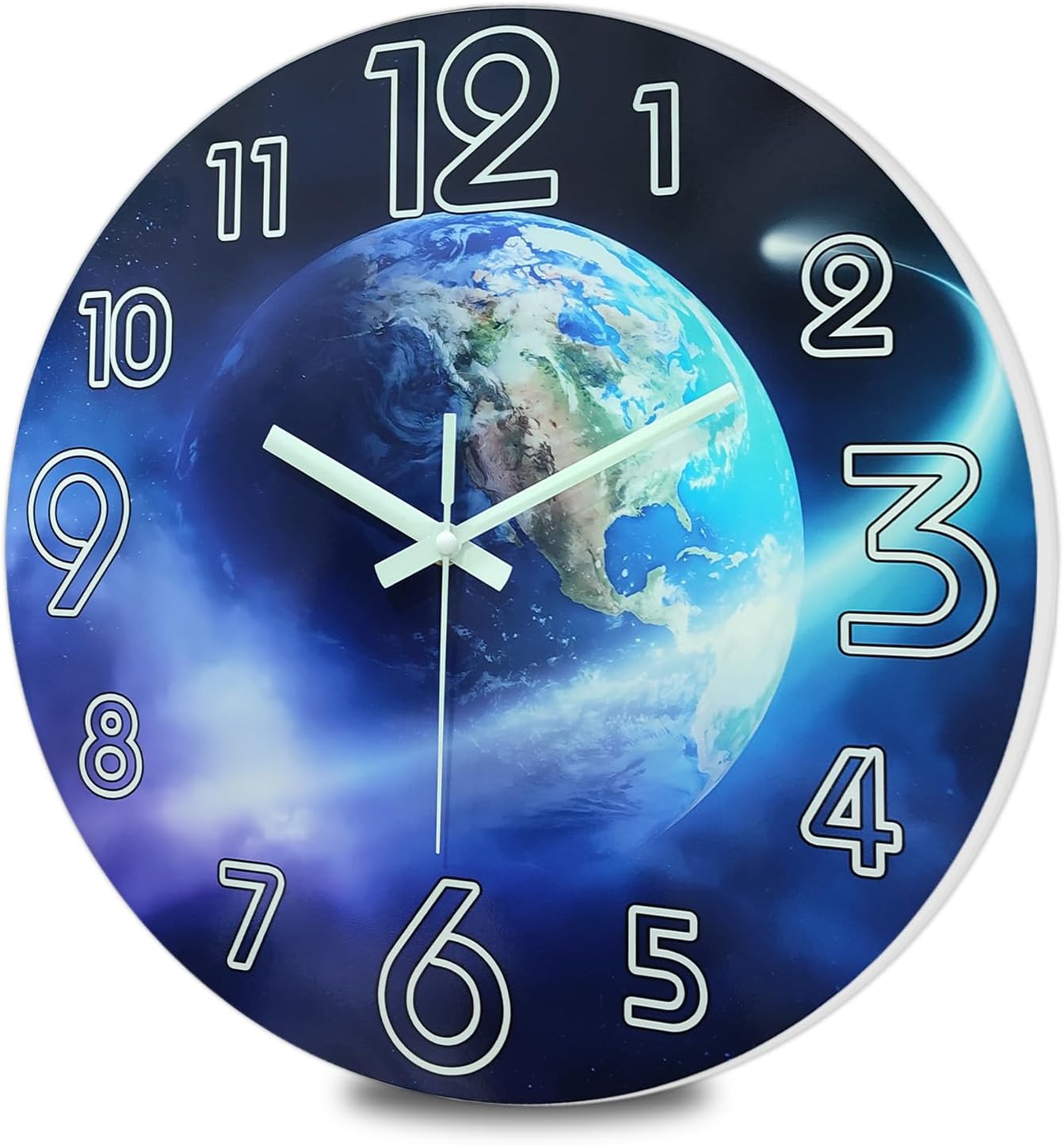 Amazon.com: Constantplanet Modern Blue Wall Clock for Bedroom Night ...