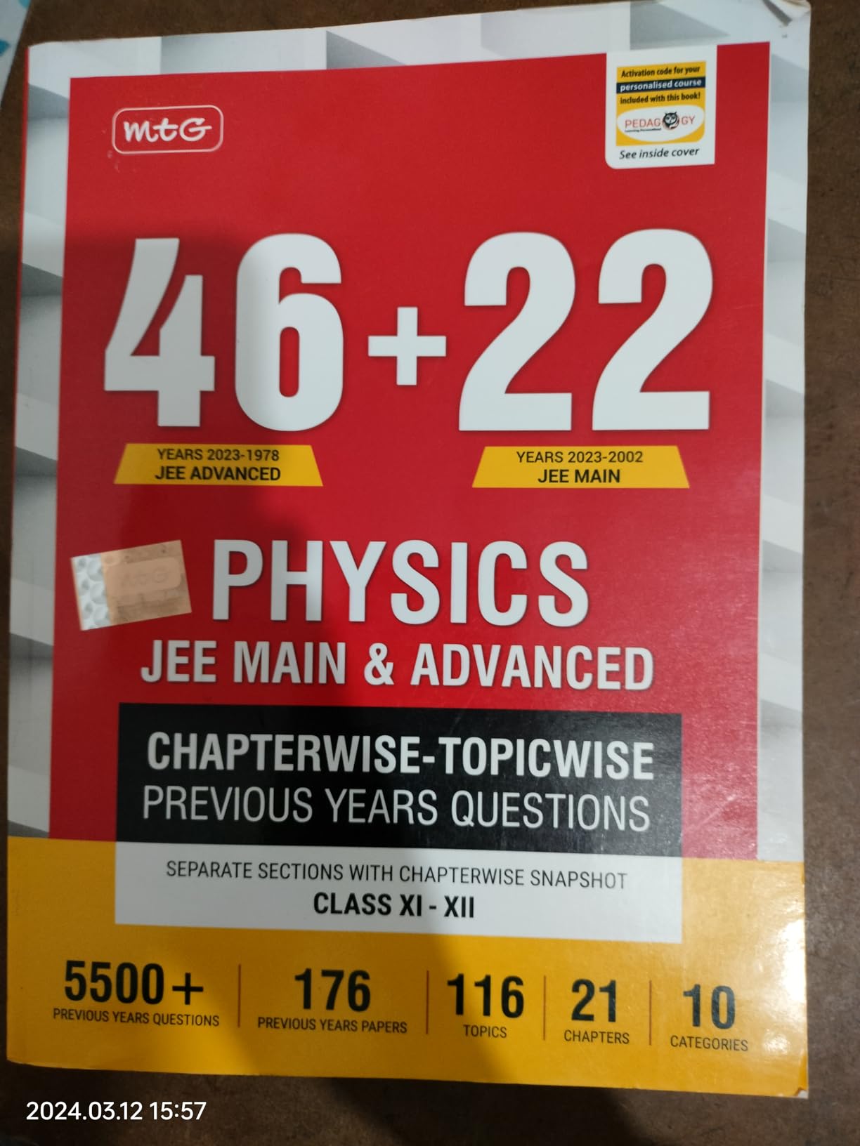Buy MTG 46 + 22 Years Jee Main&Iit Jee Advanced Previous Years Solved Question Papers With ...