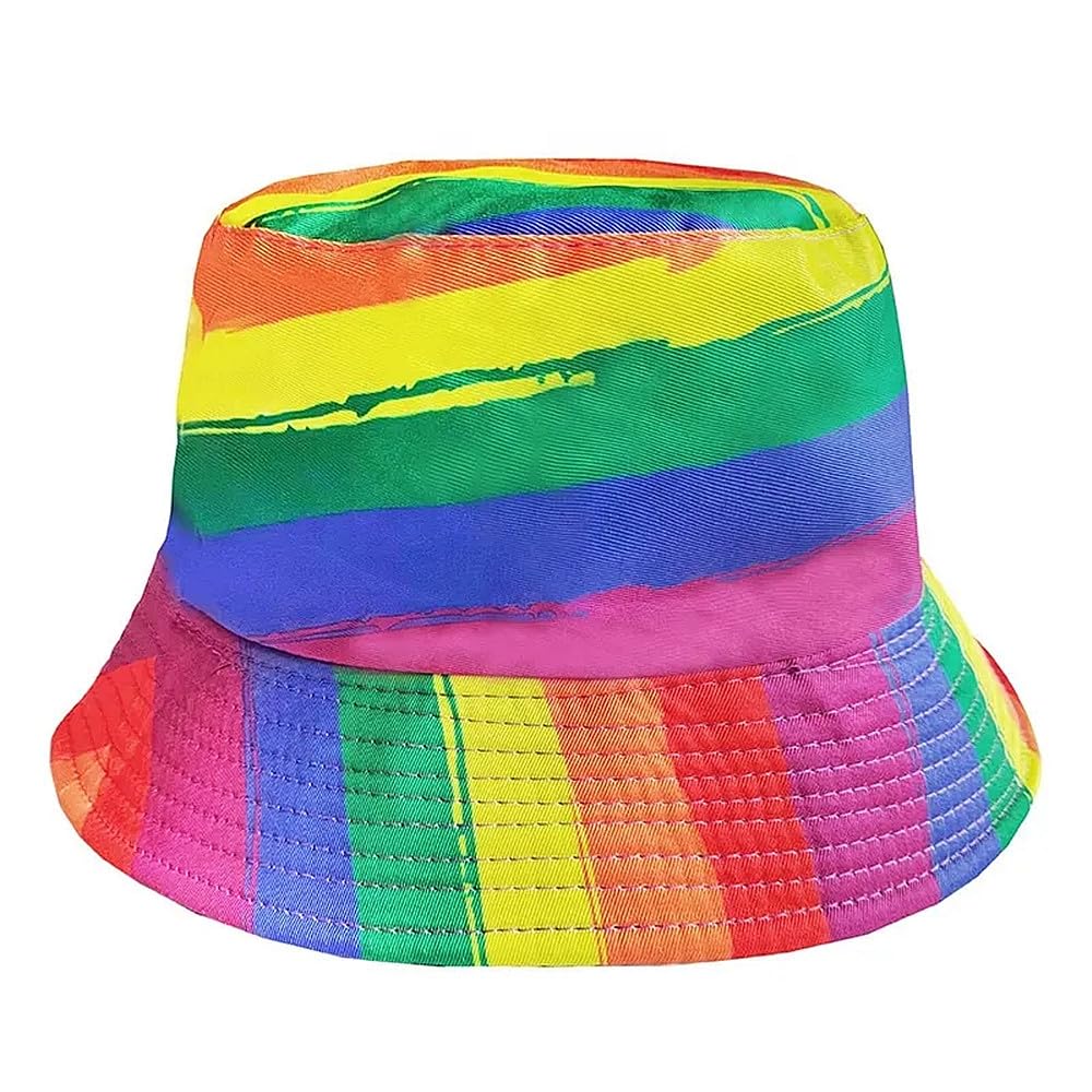 TRIXES Rainbow Reversible Bucket Hat – Multicoloured Striped Design ...