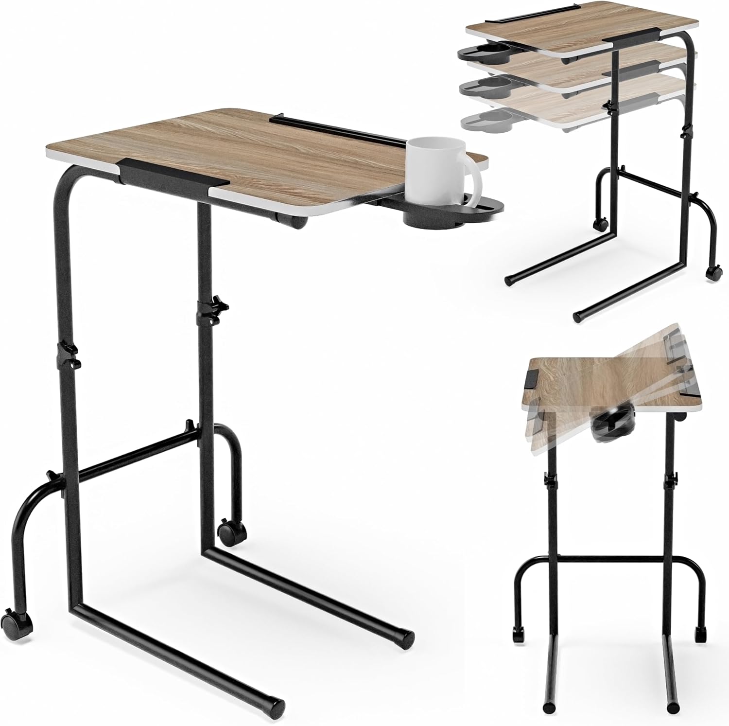 FoldWise Overbed Table Wheeled - Height Adjustable Desk for Bed ...