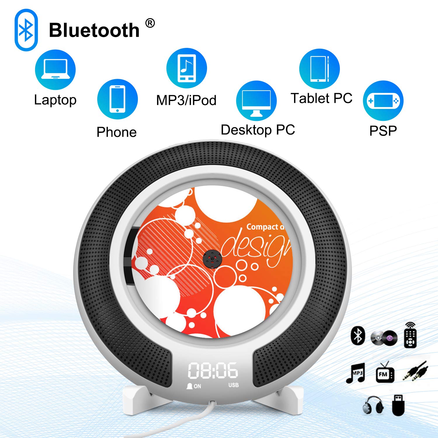 Buy Professional CD Player Bluetooth Built-in HiFi Speakers and OLED ...