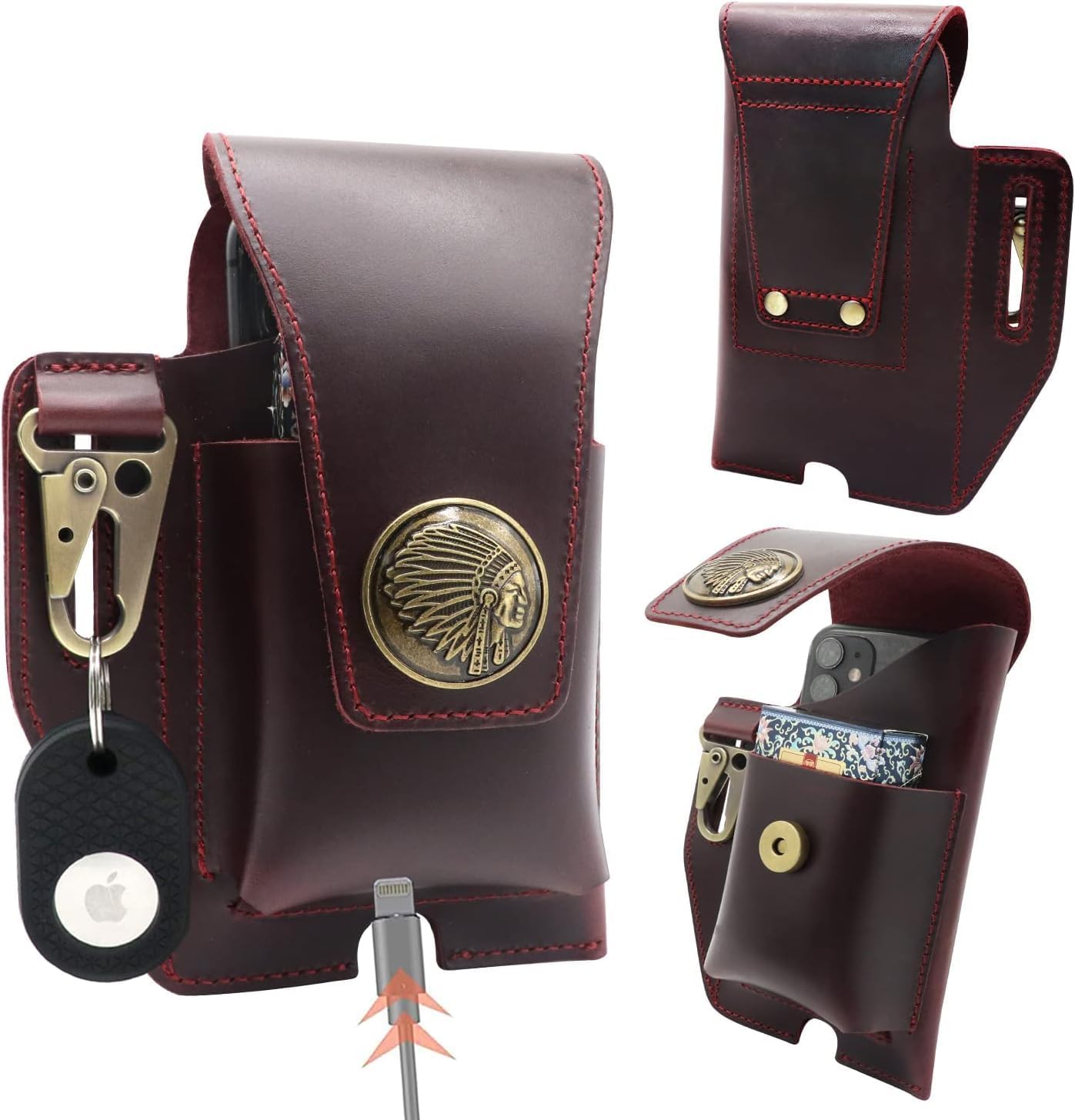 Amazon.com: SUOHU Leather Phone Holster for Men Belt Clip, Flip Phone ...