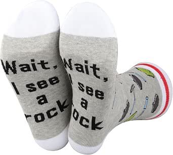 Amazon.com: PWHAOO 1 Pair Geology Socks Wait I See A Rock Socks Rock ...