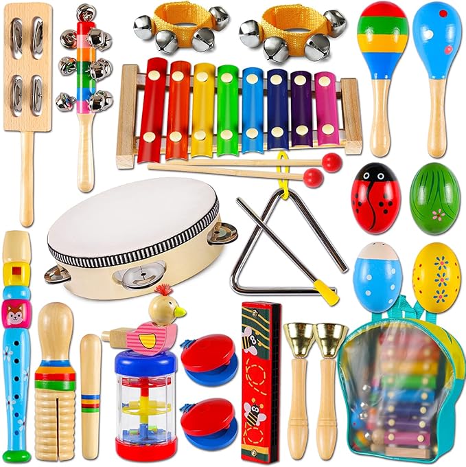 Amazon.com: LOOIKOOS Toddler Musical Instruments,Wooden Percussion ...