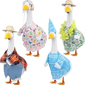 Amazon.com: 4 Set Holiday Porch Goose Outfits All Seasons Spring Summer ...