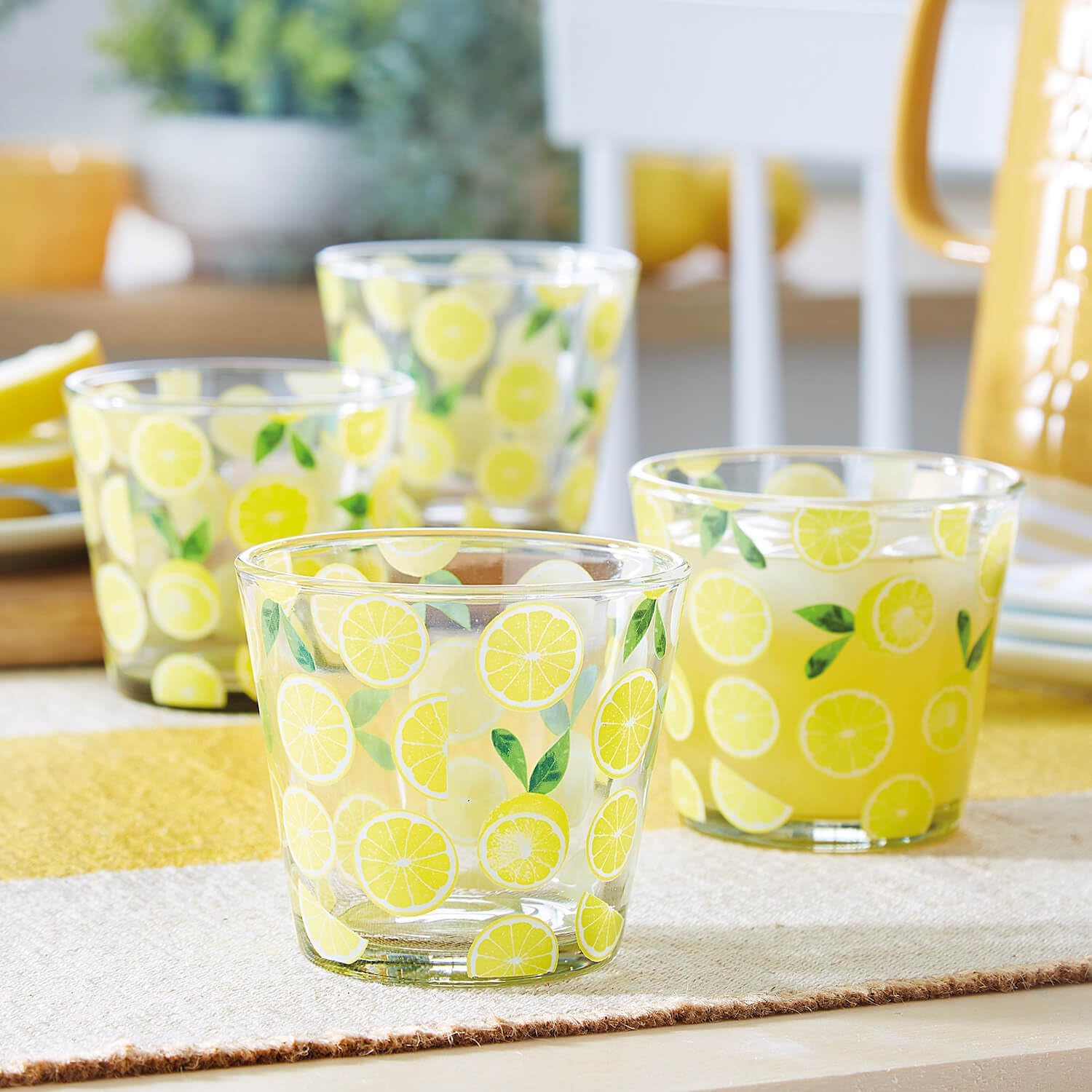 Lemon Drinking Glasses | Pack of 4 : Amazon.co.uk: Home & Kitchen