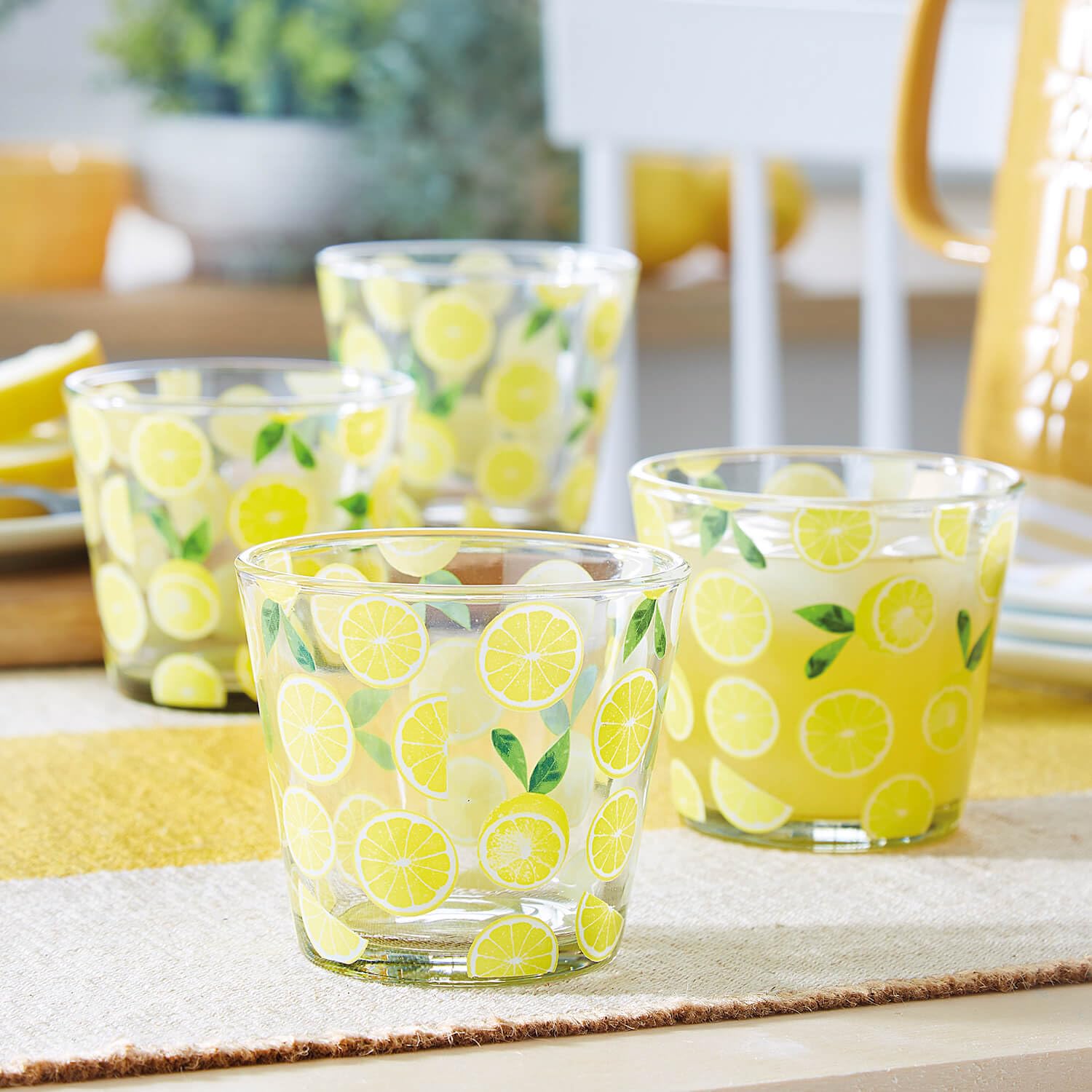 Lemon Drinking Glasses | Pack of 4 : Amazon.co.uk: Home & Kitchen