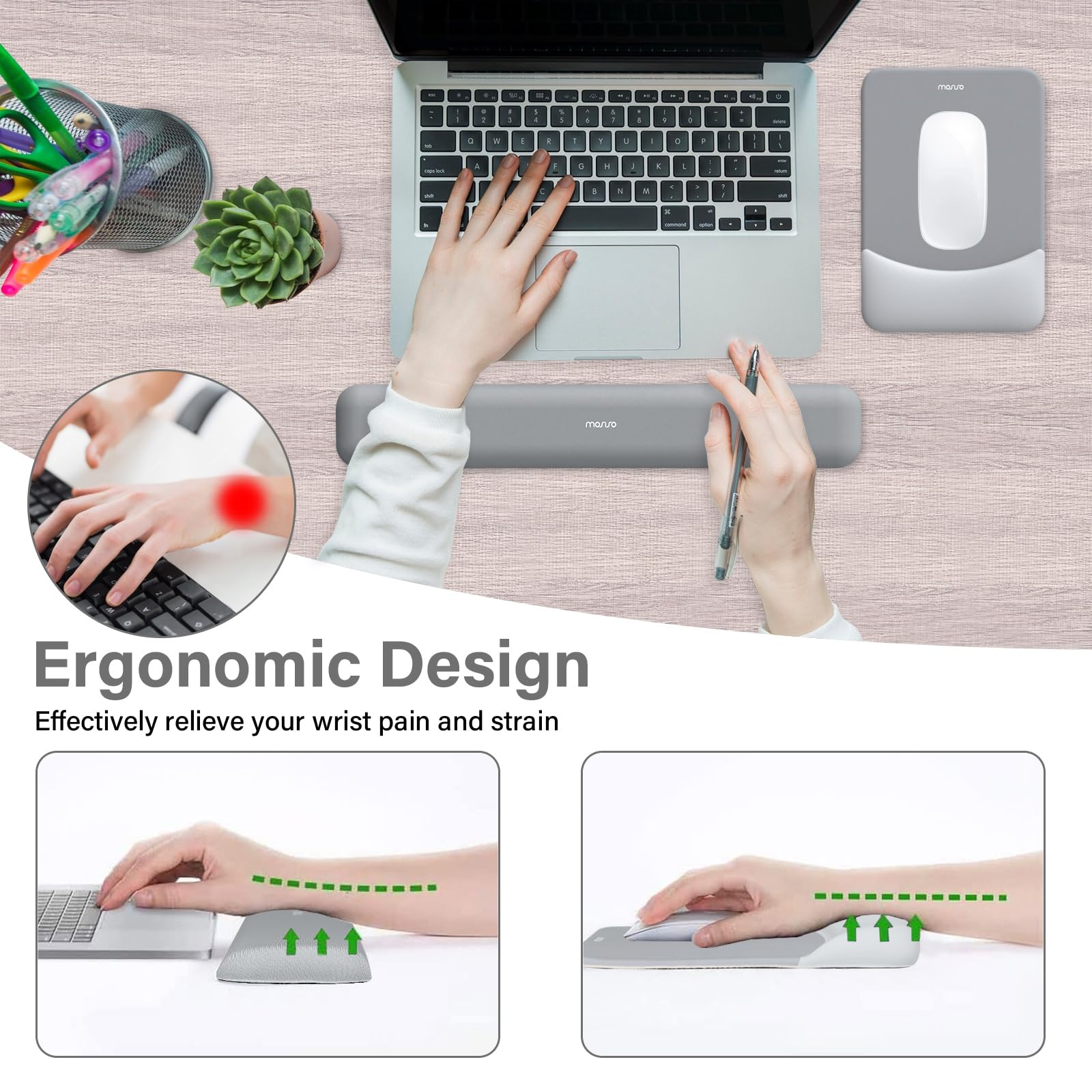 Snapklik.com : MOSISO Wrist Rest Support For Mouse Pad & Keyboard Set ...