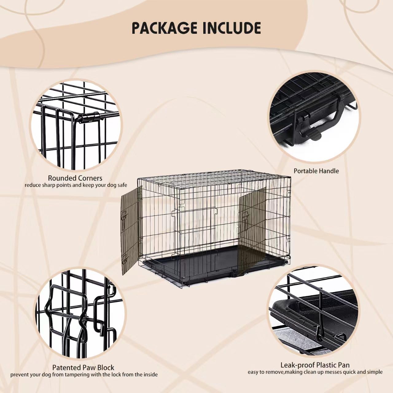 AMAN Dog Crate Furniture, 36 in Dog cage Furniture with Wood Topper for ...