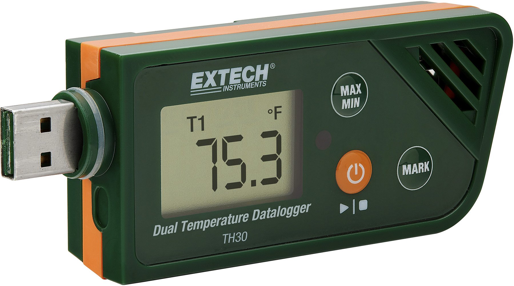 Snapklik.com : Extech TH30 USB Dual Temperature Datalogger - High/Low Alarm