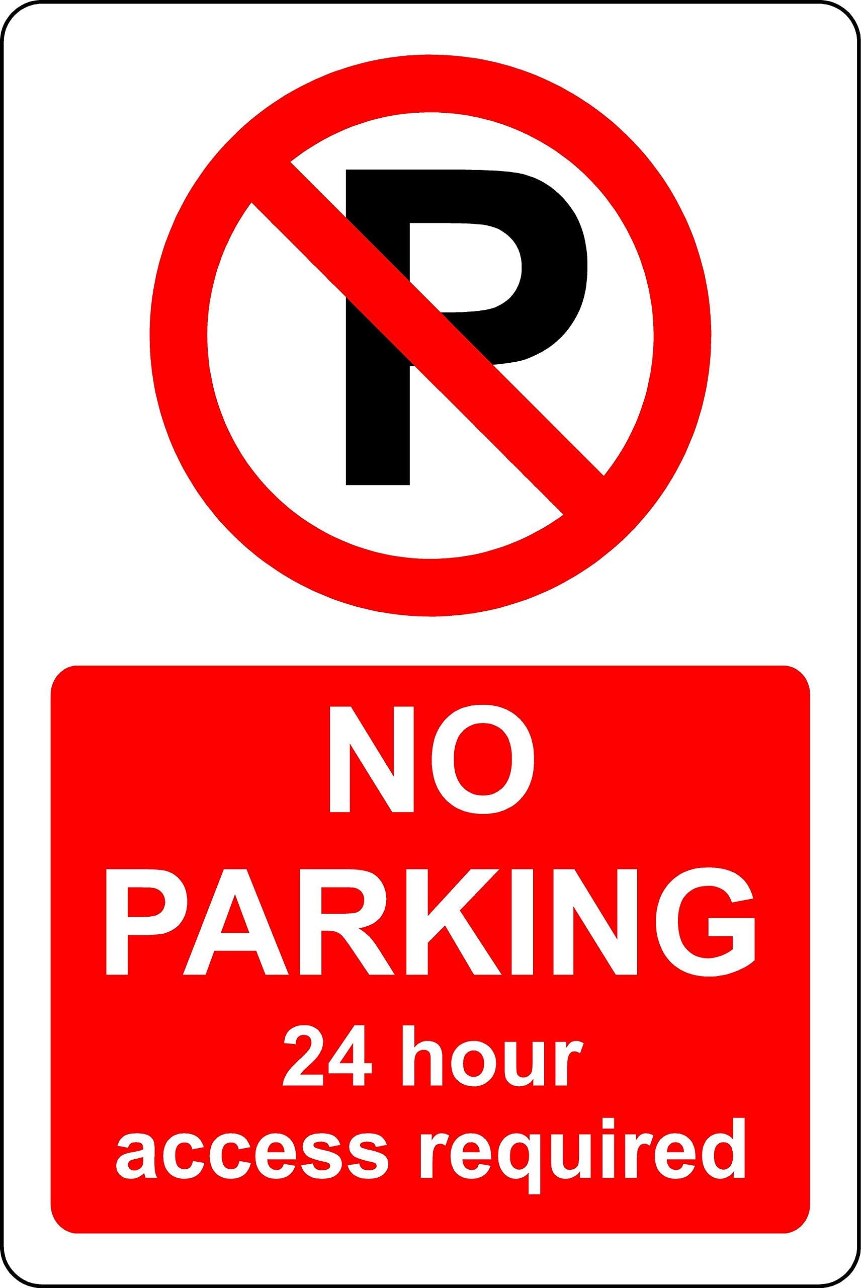 No parking 24 hour access required sign - 1.2mm Rigid plastic 300mm x ...
