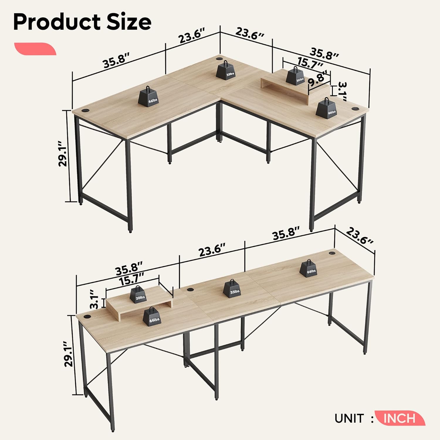Bestier L-Shaped Computer Desk Instruction Manual