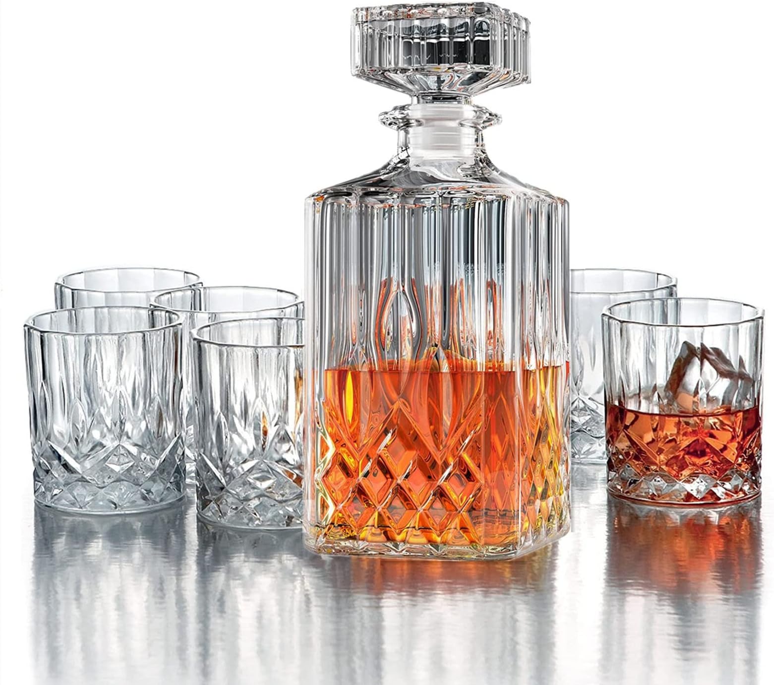 Voyzdx Vasos y Jarra de Whisky, Resistente Botella de Whisky Set para ...