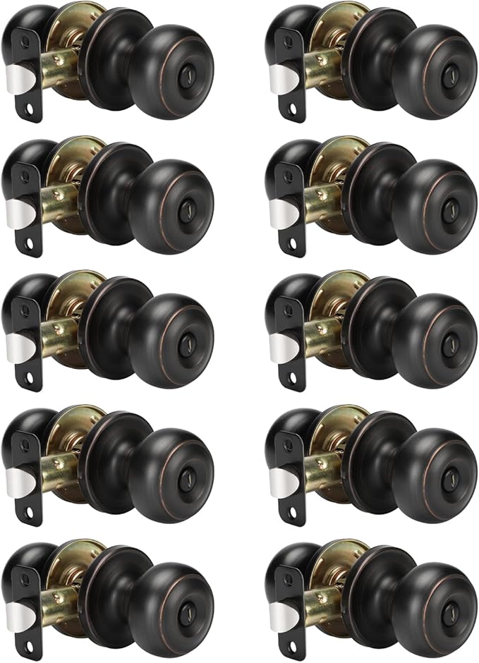 Haidms 10 Packs Oil-Rubbed Bronze Interior Door Knobs, Door Knobs Interior Bedroom, Keyless Door ...