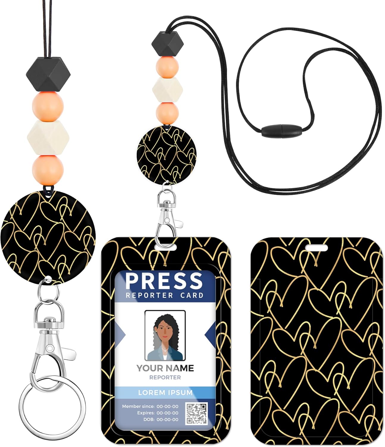 Amazon.com : Toykee Teacher Lanyard for ID Badge Card, Cute Hearts ...