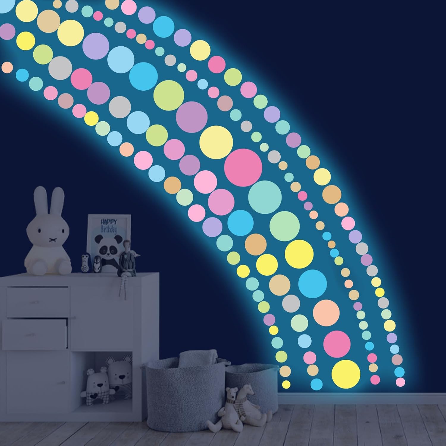 Amazon.com: Glow in The Dark Polka Dot Wall Decals，Glowing Luminous ...