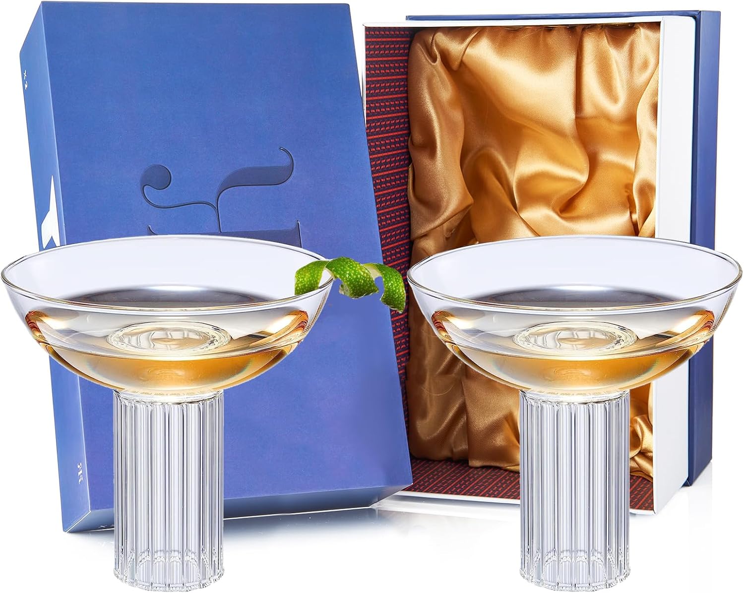 Amazon.com | Italian Design Art Deco Ribbed Coupe Glassware , Martini ...