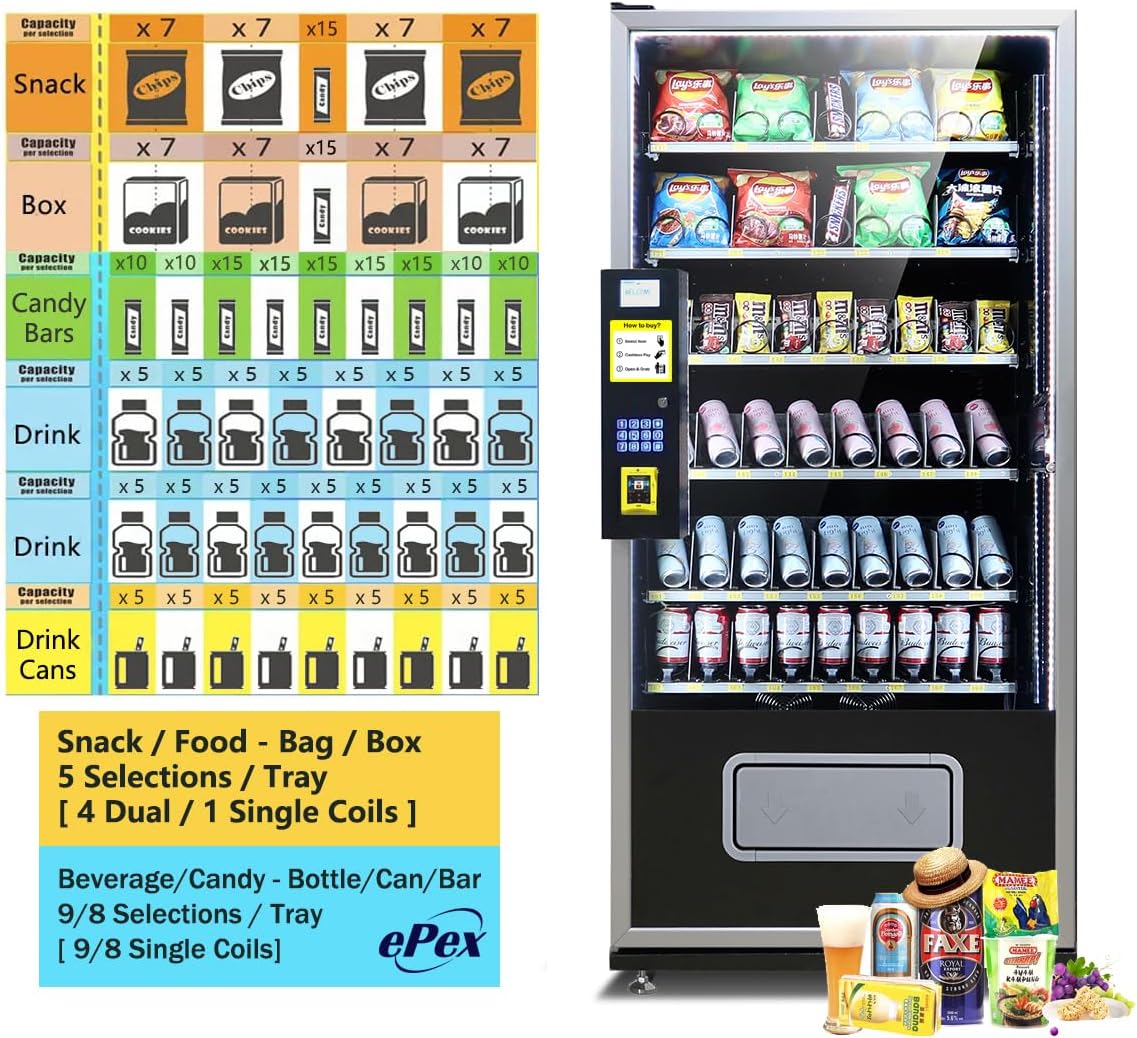 Amazon.com: Generic G654W Cashless Large Refrigerated Combo Vending ...